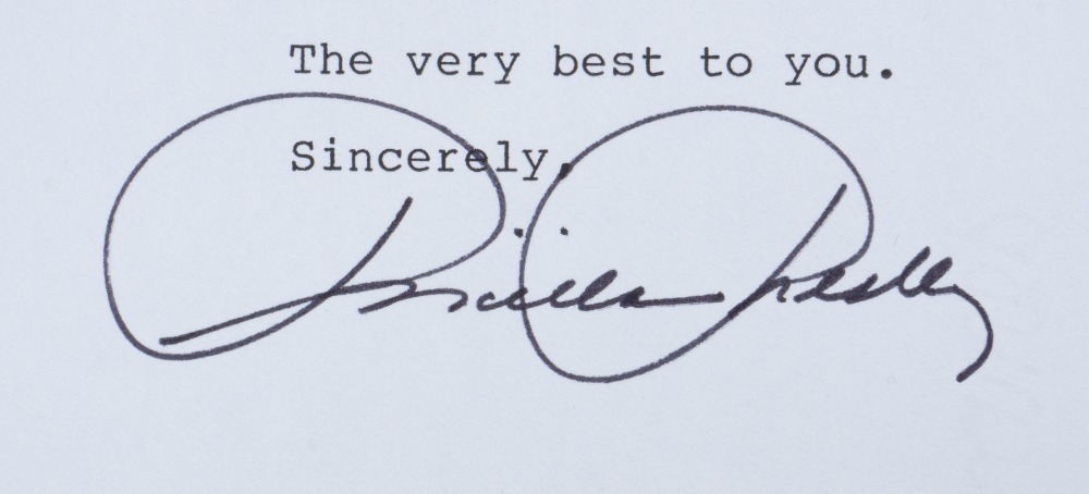 PRISCILLA PRESLEY SIGNED PHOTOGRAPHS, SIGNATURE SHEET, AGREEMENT AND ...